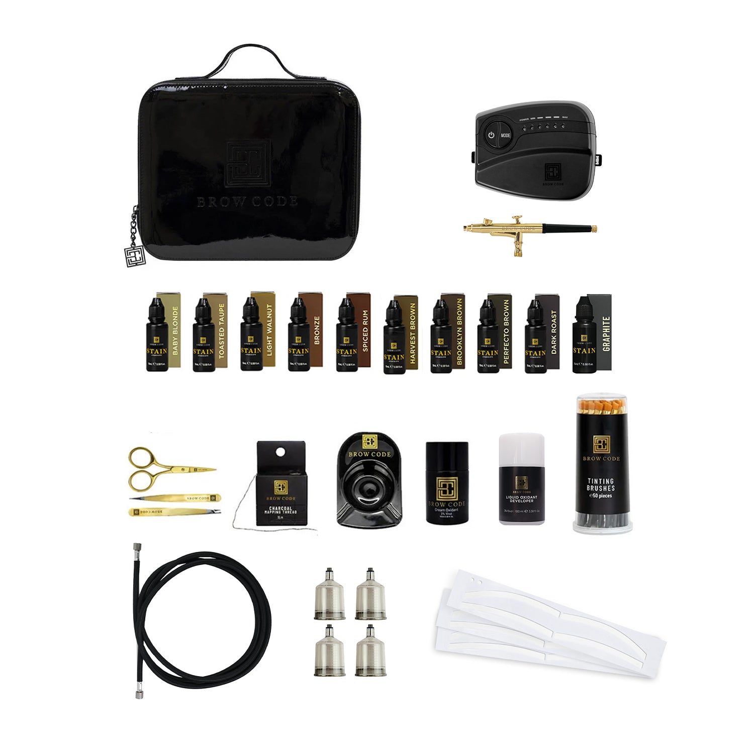 Professional Stain Hybrid Brow Dye Kit With Airbrush Machine and Silic ...